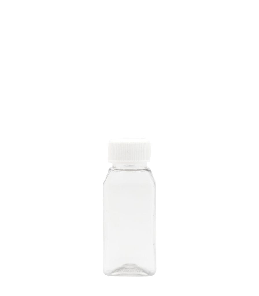 50ml Clear Rectangular PET Plastic Bottle – Complete with White Cap ...